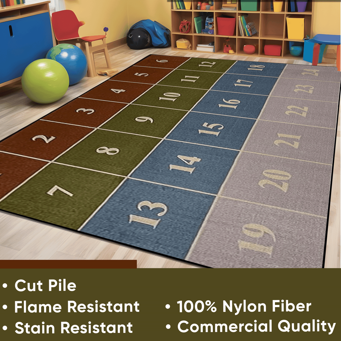 Classroom Seating Rug With 24 Squares EARTH TONE – KidCarpet.com