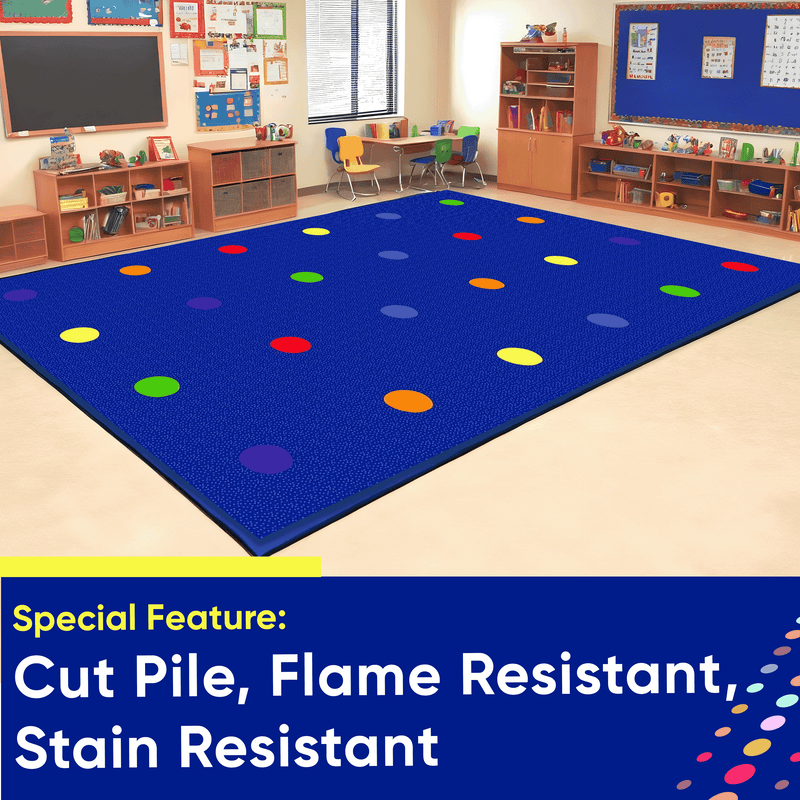 On the Spot Classroom Seating Rug Multi on Blue – KidCarpet.com