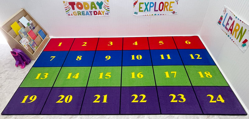 Classroom Seating Rug With 24 Squares BRIGHT – KidCarpet.com