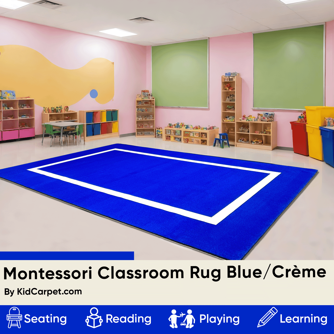 Montessori Classroom Rug Blue With Creme Line – KidCarpet.com