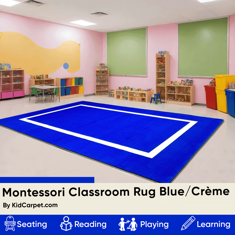 Montessori Classroom Rug Blue With Creme Line – KidCarpet.com