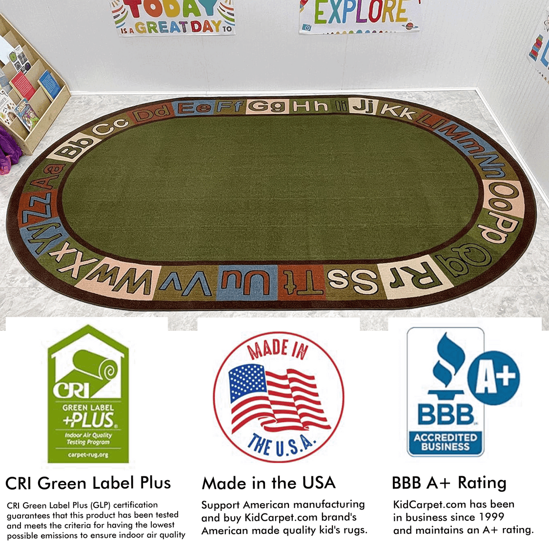 Alpha Circle Time ABC Rug With EARTH TONE Colors – KidCarpet.com