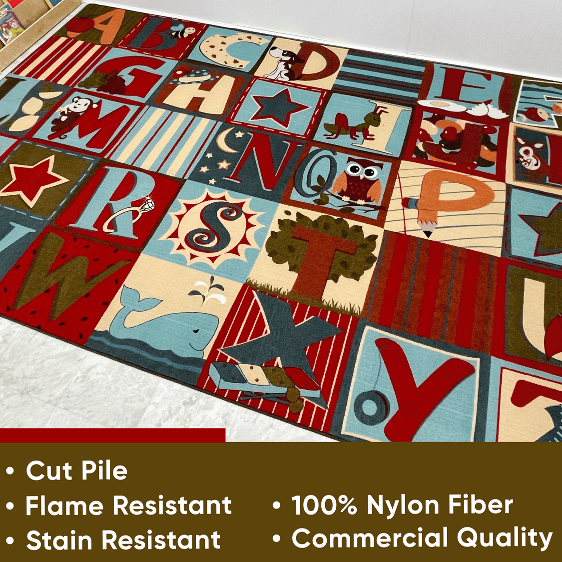 Alphabet Seating Rug Earth Tone – KidCarpet.com
