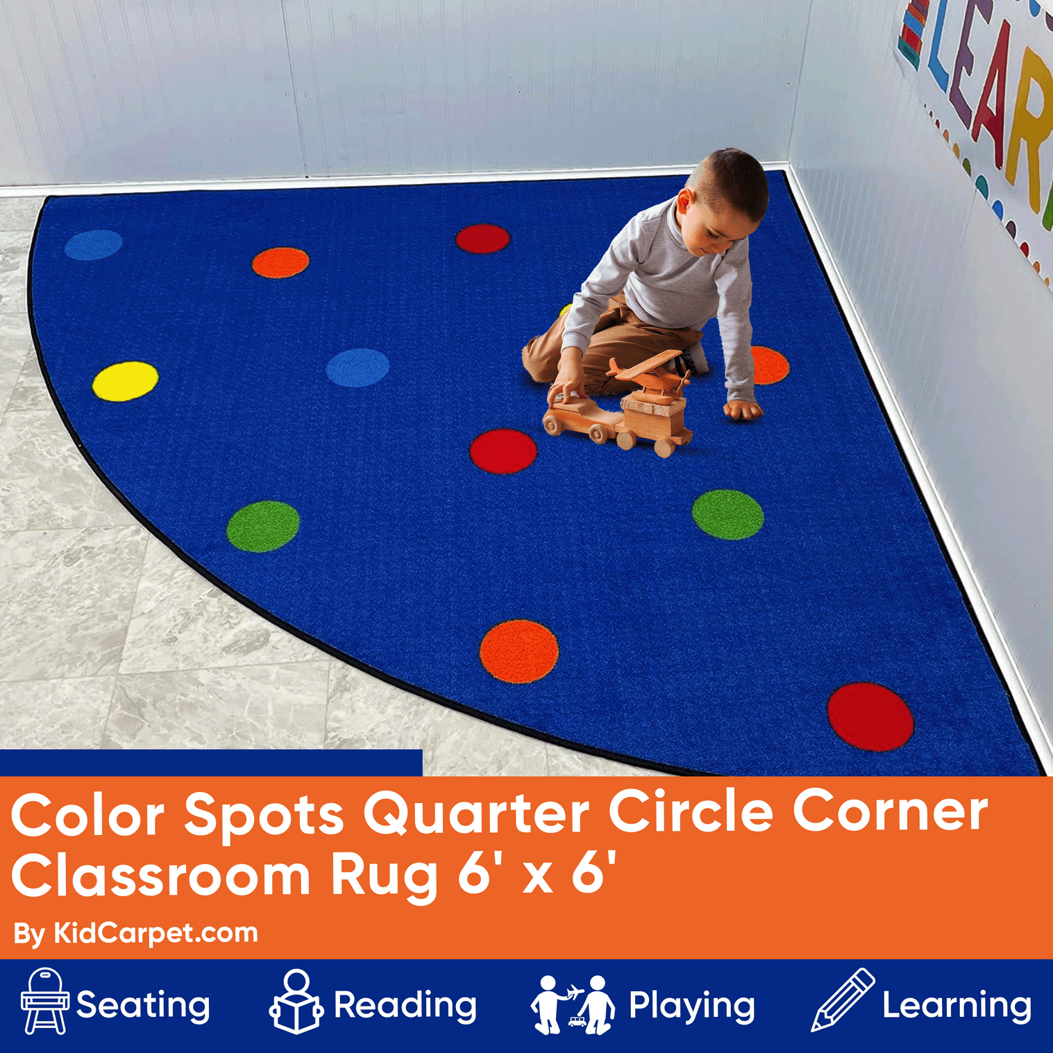 Color Spots Corner Quarter Circle Rug – KidCarpet.com