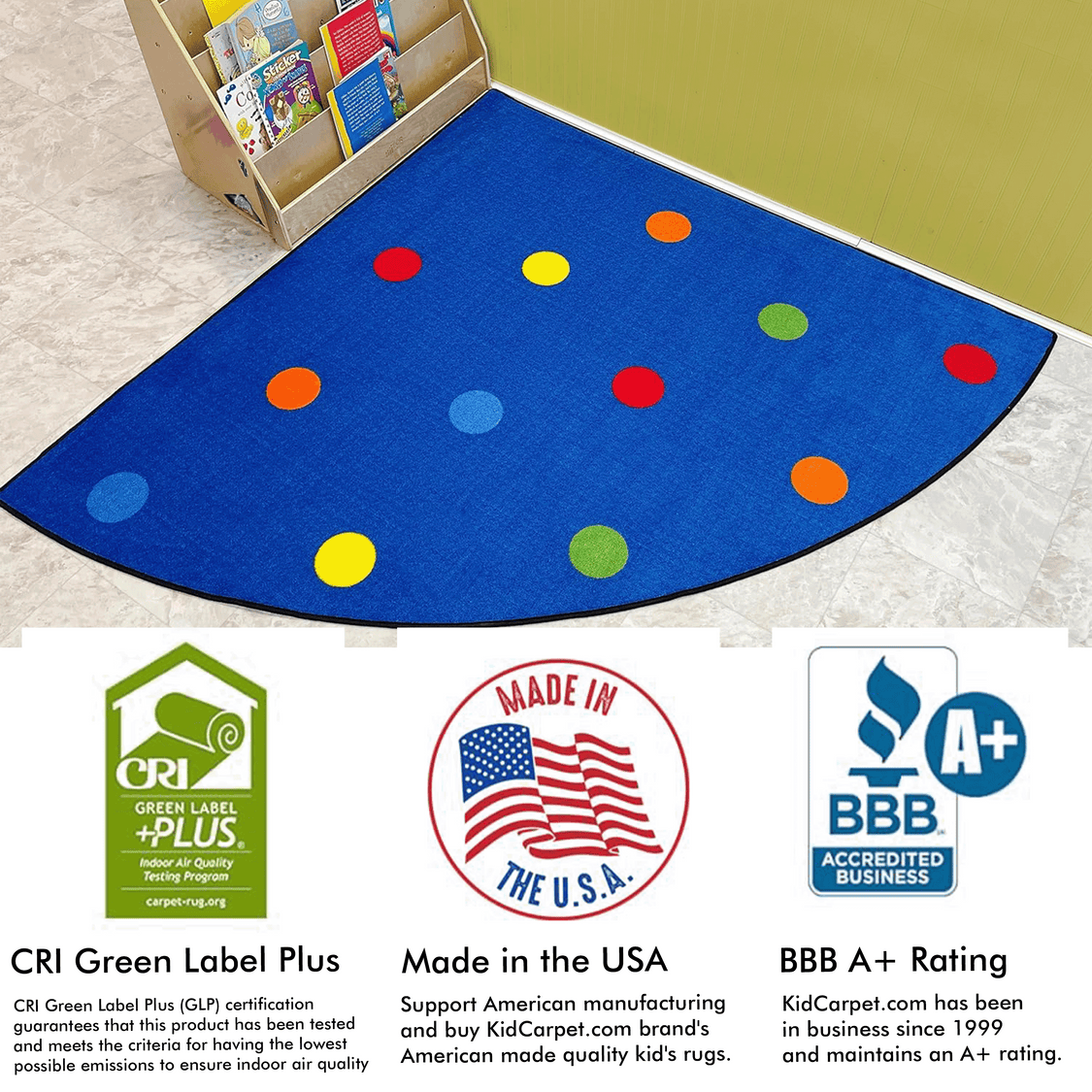 Color Spots Corner Quarter Circle Rug – KidCarpet.com