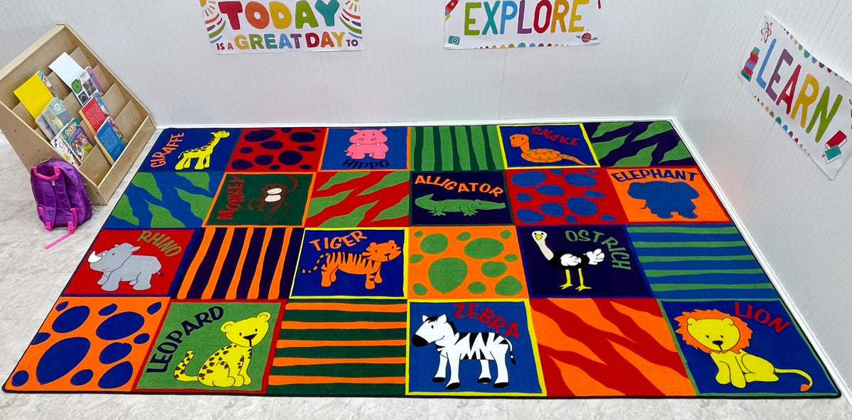 Animal Squares School Rug – KidCarpet.com