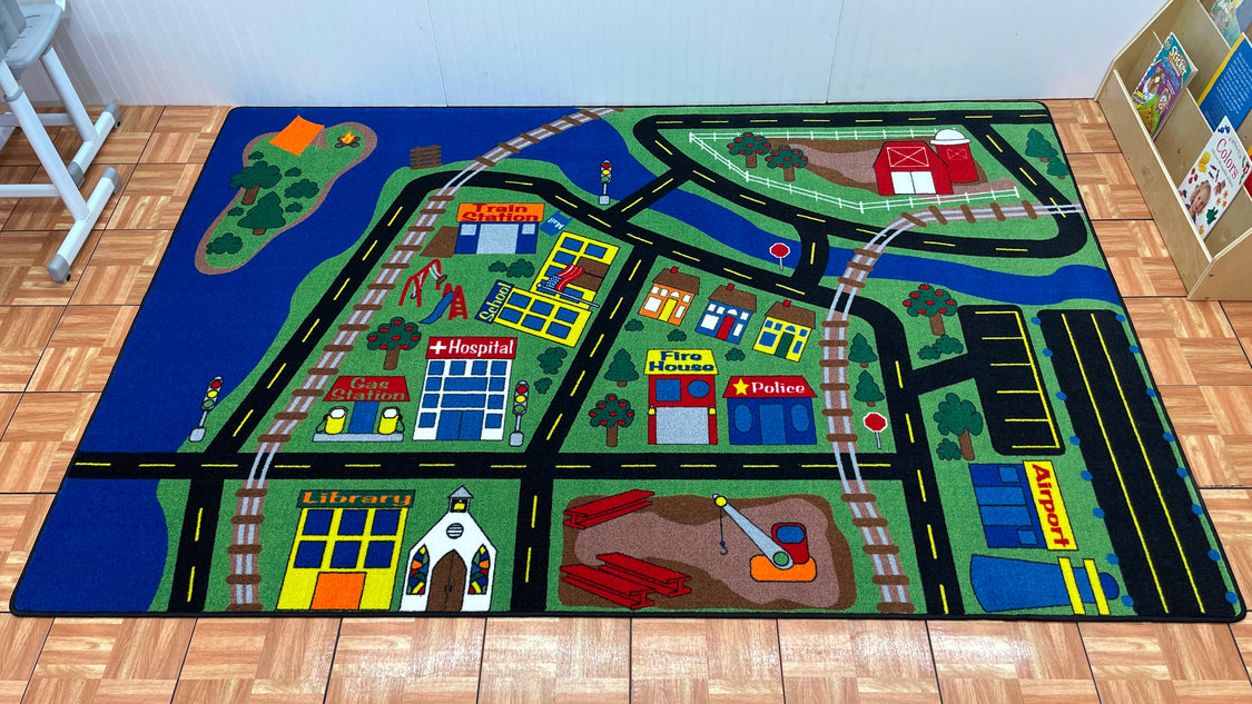 Total Transportation Play Town Rug – KidCarpet.com