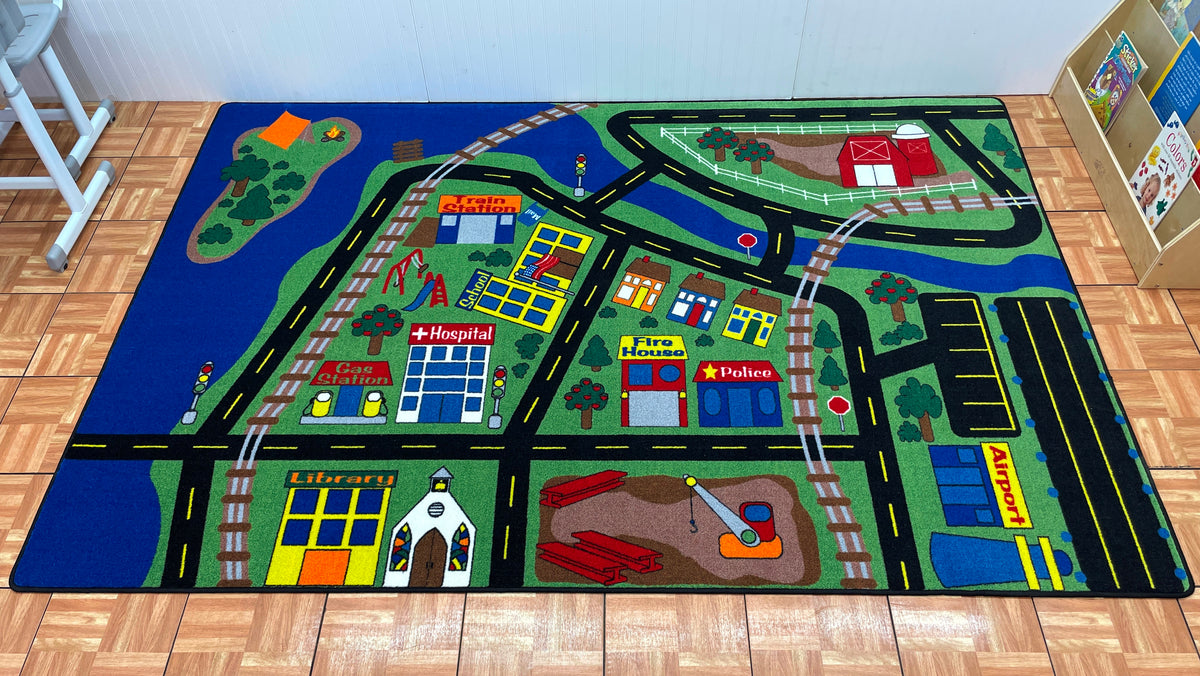 Total Transportation Play Town Rug – KidCarpet.com