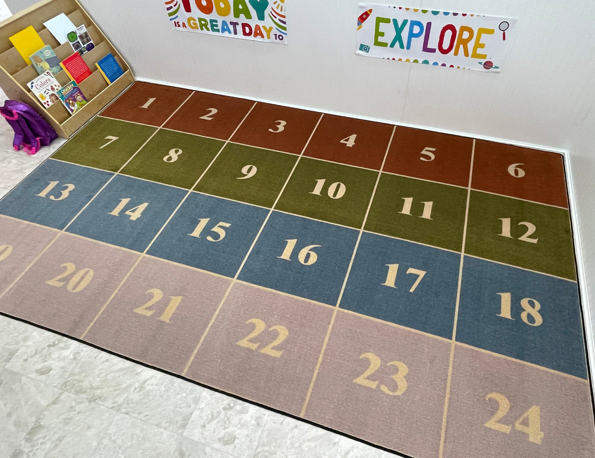 Classroom Seating Rug With 24 Squares EARTH TONE – KidCarpet.com