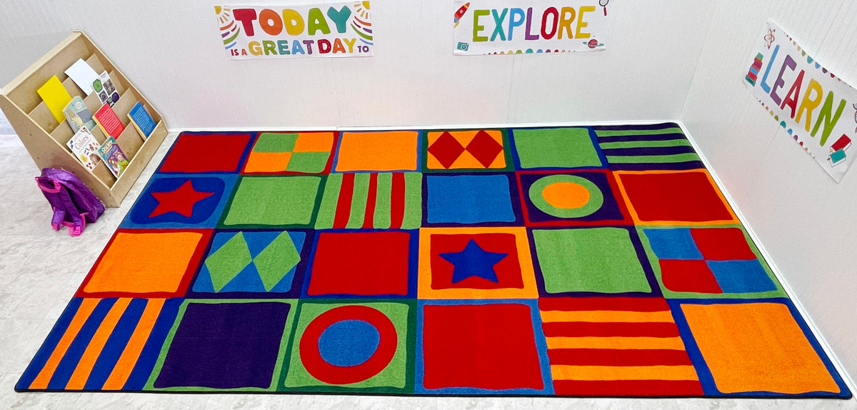 Patterned Squares Rug – KidCarpet.com